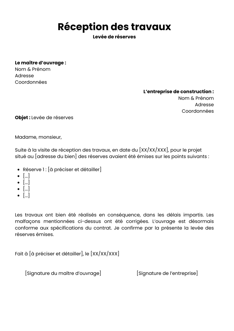 Les réserves de réception de travaux : définition & conseils